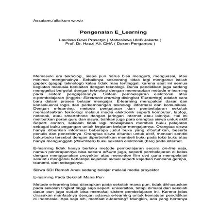 Makalah e learning amelia rizky | DOCX