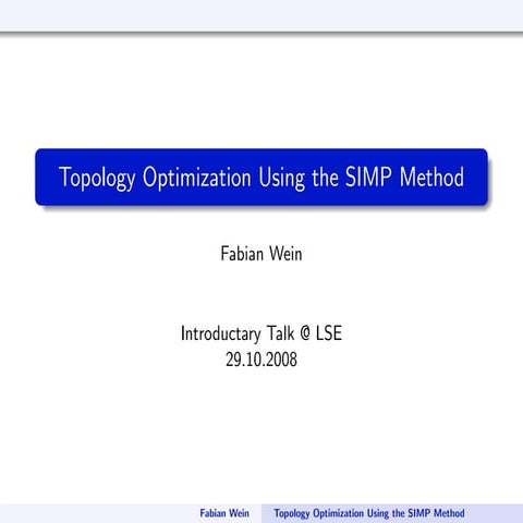 Topology Optimization Using The Simp Method Pdf