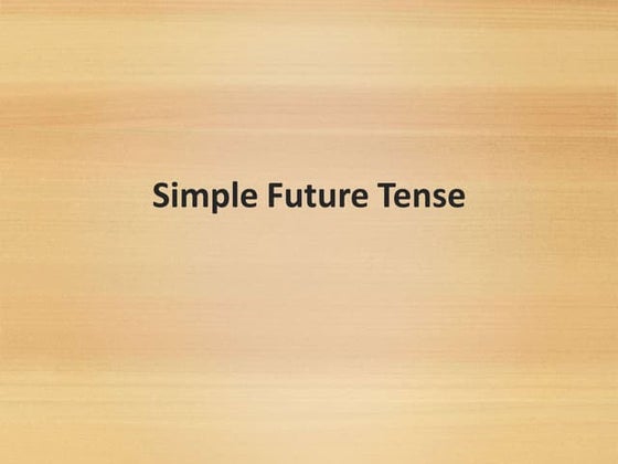 Simple future tense | PPT