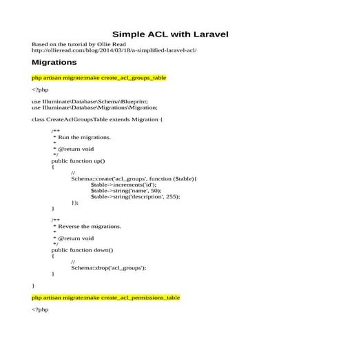 Simple acl with laravel | PDF