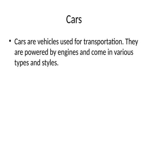 Simple_Cars_Presentation presentation on cars | PPTX