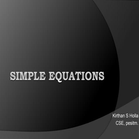 Simple Equations. | PPTX