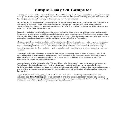 Simple Essay On Computer | PDF