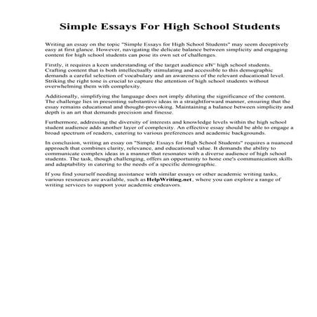 Simple Essays For High School Students.pdf