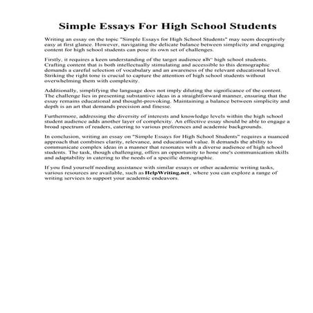 Simple Essays For High School Students.pdf