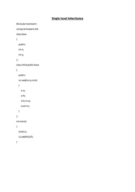 Simple Example Program For Inheritance In C Docx 9734