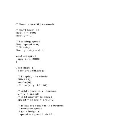 Simple gravity example (x,y) locationfloat x = 100;.docx