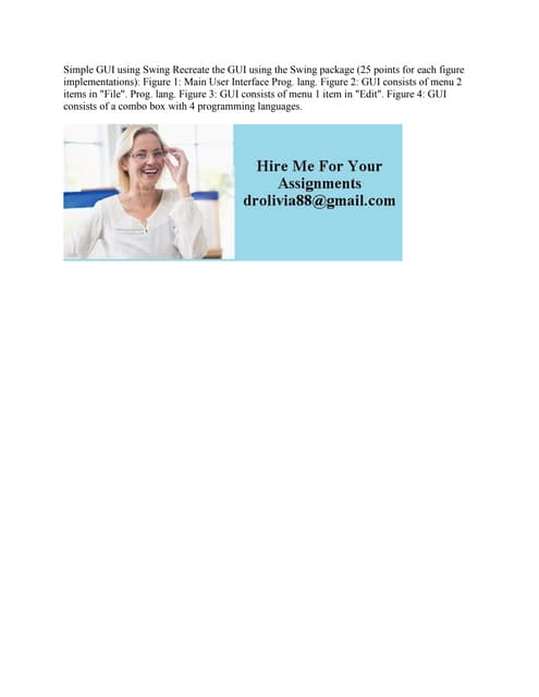 Simple Gui Using Swing Recreate The Gui Using The Swing Package 25 Popdf