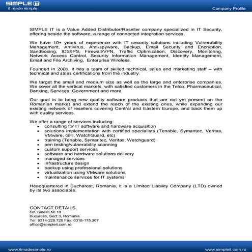 Simple it company profile 2016 | PDF