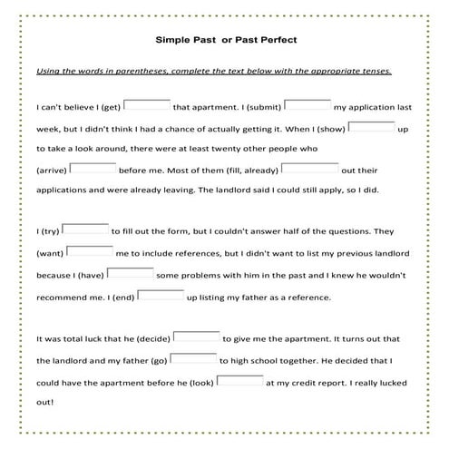 Simple past or past perfect | PDF