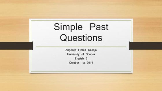 The simple past tense | PPT