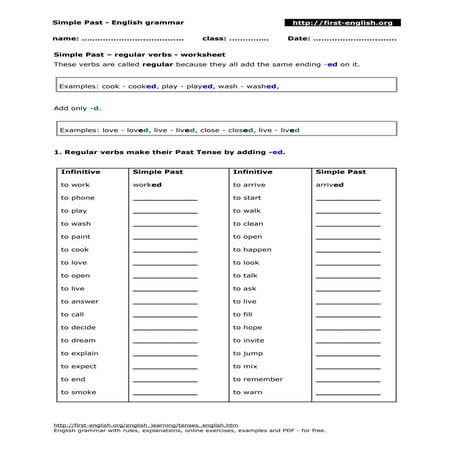 Simple past regular_exercises_worksheet | PDF