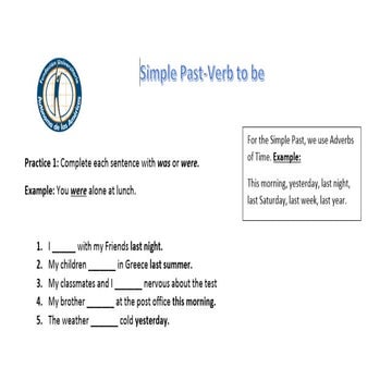 Simple past task verb to be | PPTX