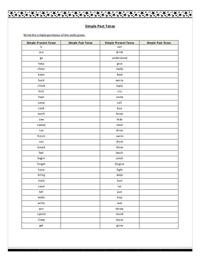 Simple past tense (ex)