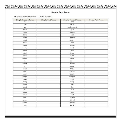 Simple past tense (ex) | DOCX
