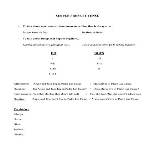 Simple present | DOCX