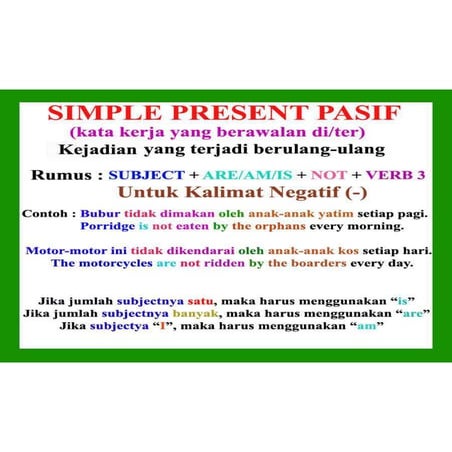 Simple Present Pasif untuk Kalimat Negatif | PDF