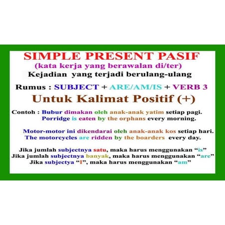 Rumus Simple Present Pasif untuk Kalimat Positif | PDF