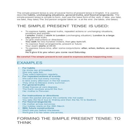 Simple present tense | PDF