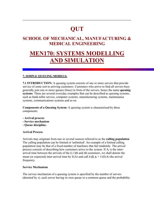 Queuing theory and traffic flow analysis | PPTX