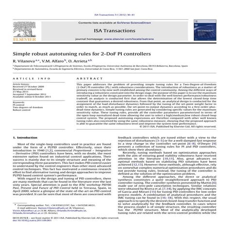 Simple Robust Autotuning Rules For 2 Dof Pi Controllers Pdf