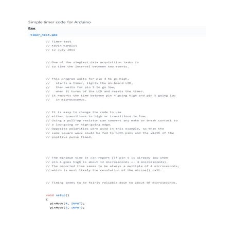 Simple timer code for arduino | DOCX