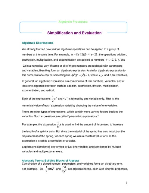 GRADE 7 Algebraic Expressions PowerPoint | PPTX