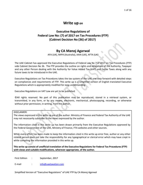 UAE VAT Law - Executive Summary | PDF