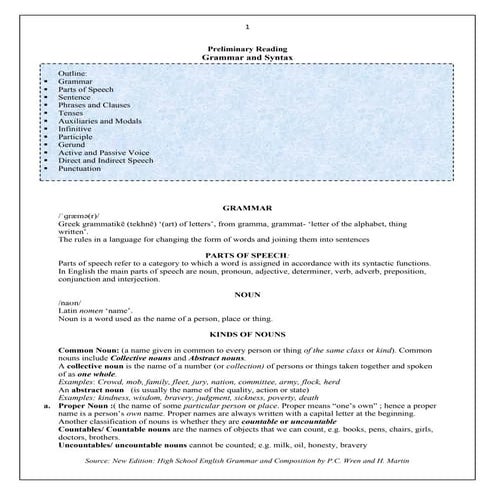 Simplified version, preliminary reading for grammar and syntax (3 ...