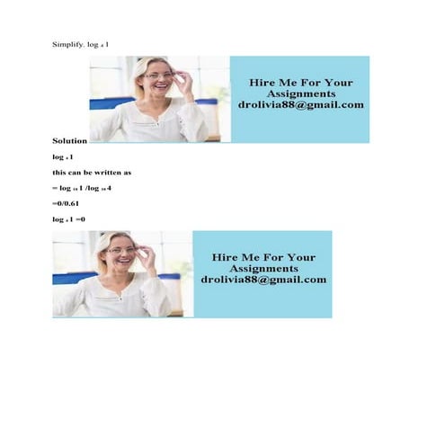 Simplify- log 4 1Solution log 4 1 this can be written as - log 10.docx