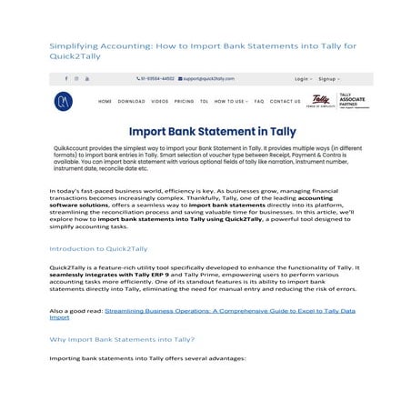 Simplifying Accounting How to Import Bank Statements into Tally for Quick2Tally | PDF