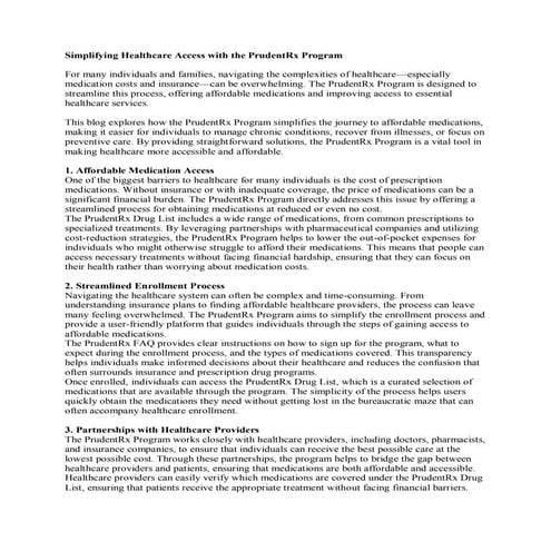 Simplifying Healthcare Access with the PrudentRx Program | PDF