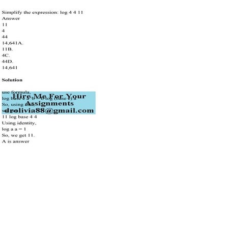 Simplify the expression log 4 4 11Answer1144414,641A.11.pdf
