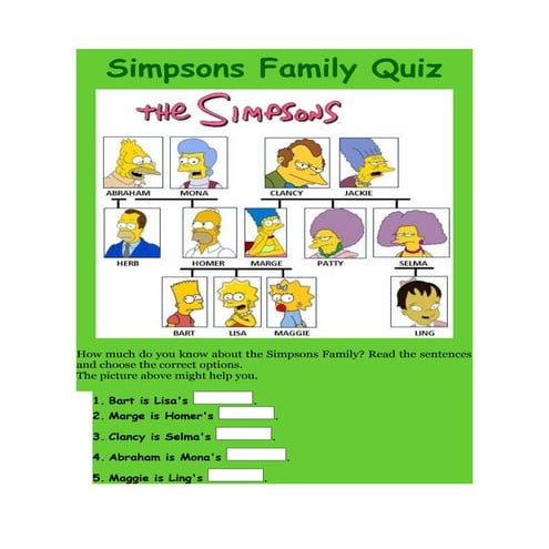 Simpsons Family Tree Worksheet