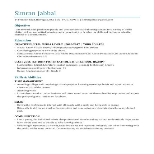 Old cover letter document for an apprenticeship (2020) | DOCX