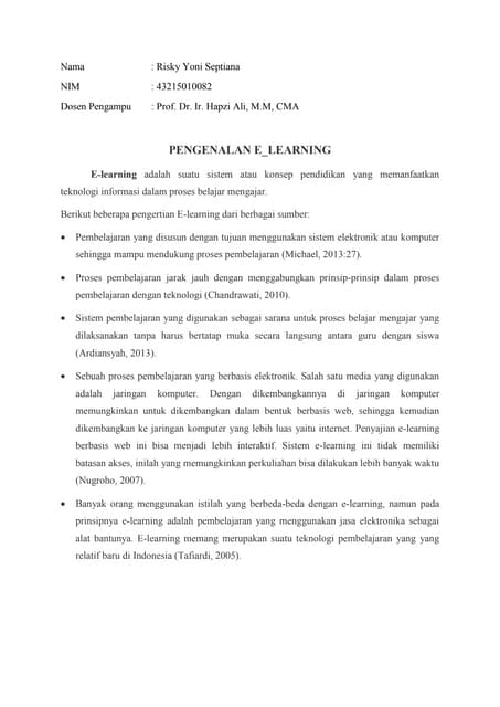 Perbedaan E Learning Pasif dan Interaktif | DOCX