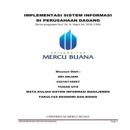 Sim, sri anjani, implementasi sistem informasi perusahaan dagang, prof ...