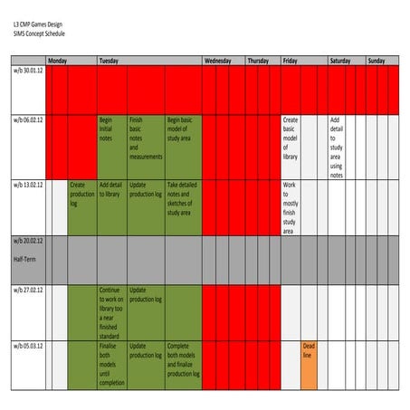 Sims schedule | DOCX