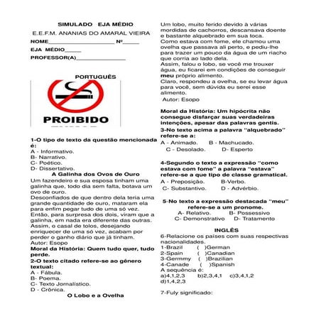 Simulado eja médio | PDF