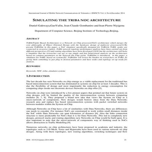 Simulating the triba noc architecture | PDF