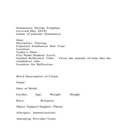 Simulation design template(revised may 2019)(name of pat | DOCX