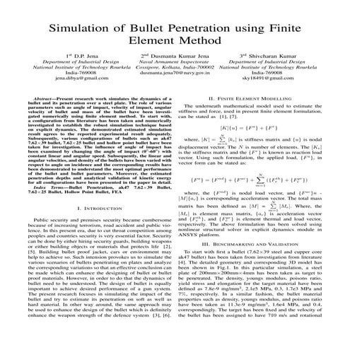 Simulation Of Bullet Penetration Using Fem Pdf