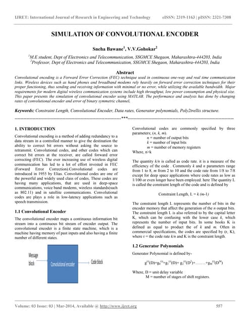 Simulation Of Convolutional Encoder Using Matlab Pdf