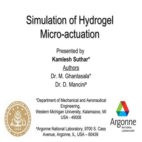Simulation Of Hydrogel Micro Actuation | PPT