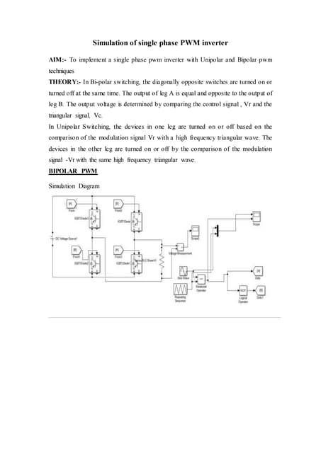 Simulation Of Single Phase Pwm Inverter Pdf