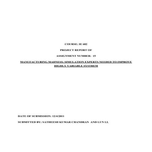 Simulation of production systems- final report | DOCX | Manufacturing ...