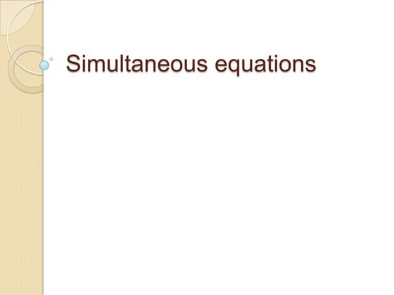 Simultaneous Equations | PPT | Physics | Science
