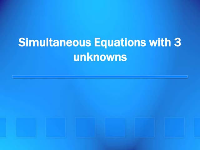 Systems of 3 Equations in 3 Variables | PPTX