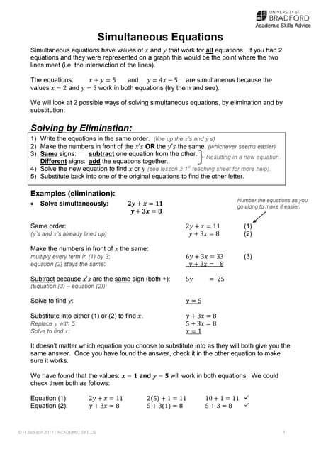 Lecture 5 (solving simultaneous equations) | PPTX | Physics | Science