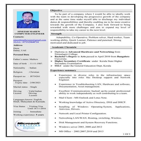 Sineesh resume | PDF